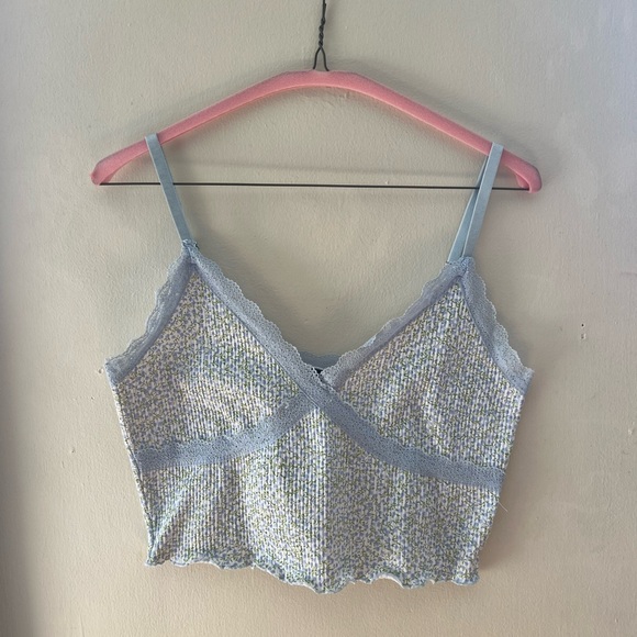 H&M | Tops | Hm Blue Lace Trim Top | Poshmark